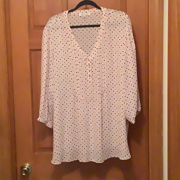 Rose & Olive | Tops | Rose Olive Heart Patterned Sheer Blouse | Poshmark